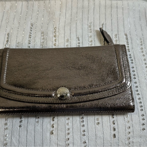 Coach | Bags | Coach Brand Metallic Silver Wallet Preloved | Poshmark